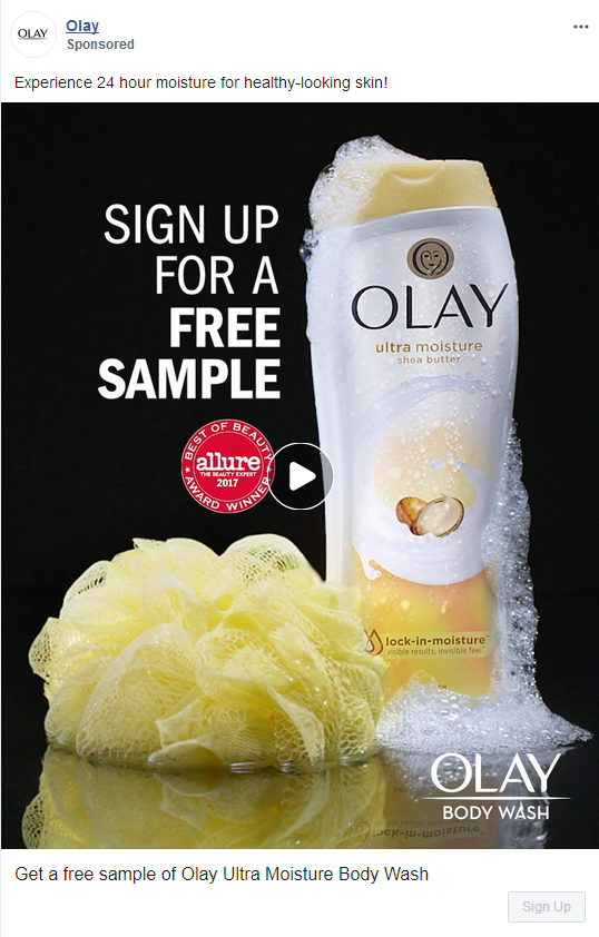 Possible FREE Olay Ultra Moisture Shea Butter Body Wash Sample