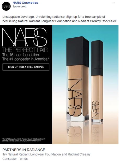 Free NARS Cosmetics Foundation & Concealer samples