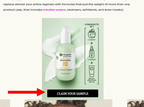 FREE Garnier Green Labs Serum Cream Sample