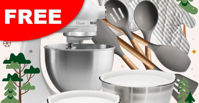 FREE KitchenAid Mixer, Mixing Bowls, Oven Mitts, Baking Utensils