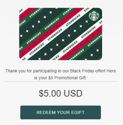FREE $5 Starbucks eGift Card with $25 Purchase