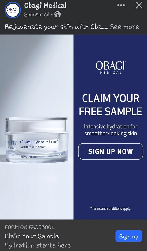 FREE Obagi Hydrate Luxe Cream Sample