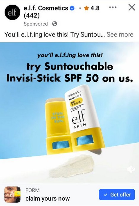 FREE e.l.f. Invisi-Sticks SPF 50