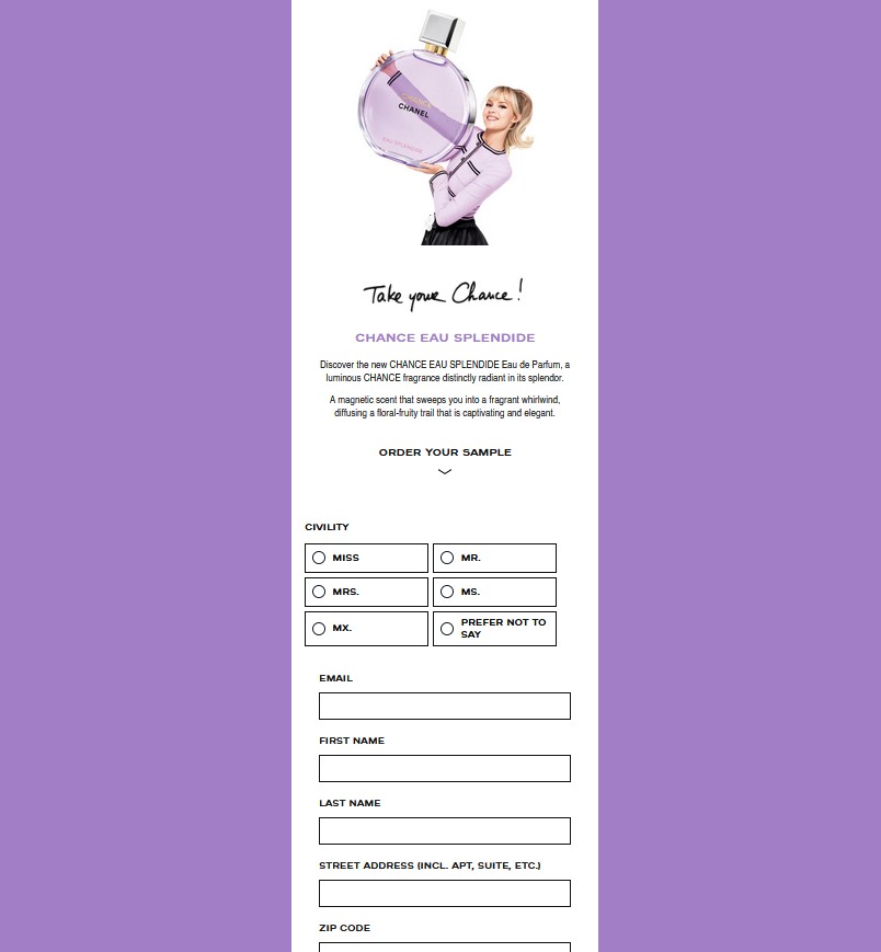 FREE Sample of Chanel Chance Perfume