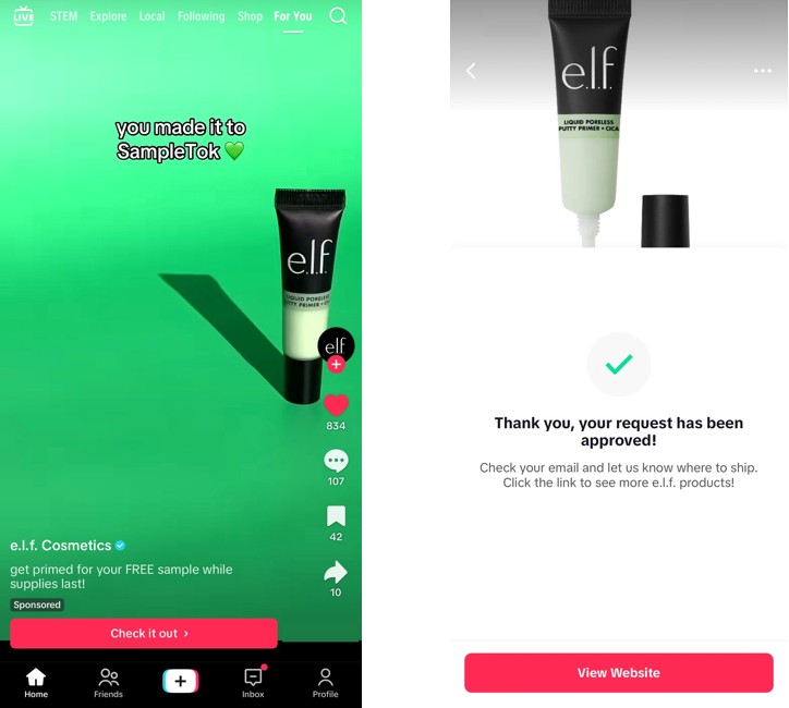 FREE e.l.f. Liquid Poreless Putty Primer + Cica Samples